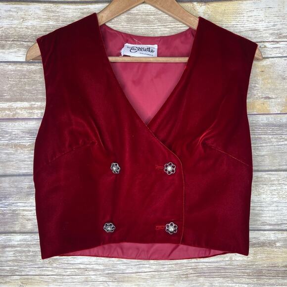 Vintage | Jackets & Coats | Vintage M Miss Elliette Cropped Red Velvet ...